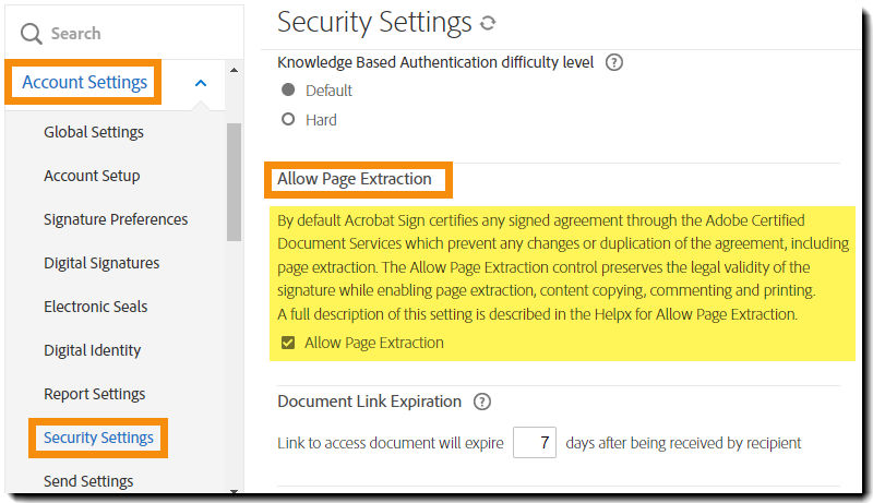 Allow page extraction from agreement PDFs